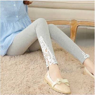 Long-term utumn New Lce Side Crved Nine-point Leggings Women