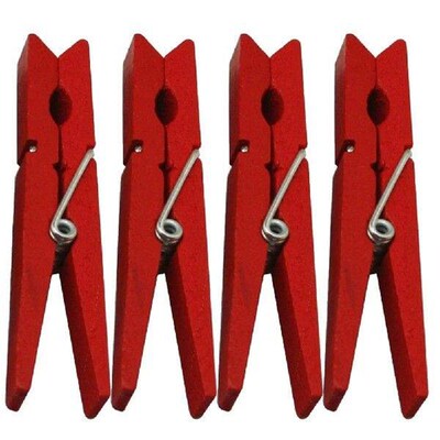 40pcs 29 Inch Wooden Clothespins Clothes Pegs (Red) Clothes