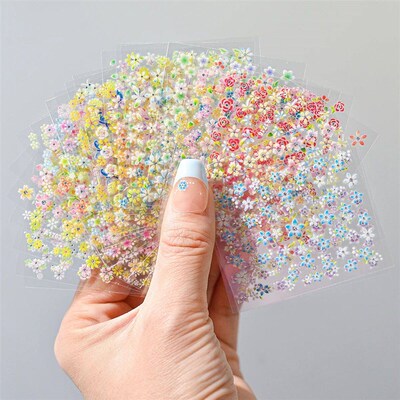 24pcs Flower With Diamond Nail ers Set 3D Nail Art ers Self-