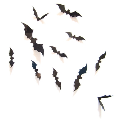 12Pcs/set Halloween Decoration 3D Black PVC Bat DIY Decor