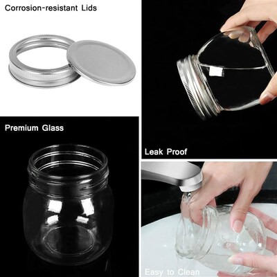 Mason Jars,  300ml Glass Canning Jars with Regular Mouth Lid