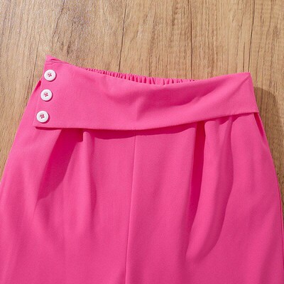 Summer Fashion TwoPiece Set for Girls Strappy Crop Top HighW