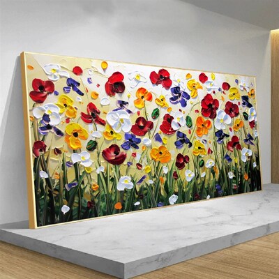 Nordic Art Abstract Flowers Oil Painting on  Wall Art Poster