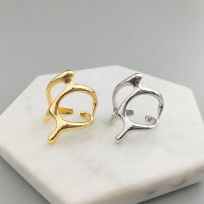 2023 New Punk Irregular Liquid Lava Open Rings for Women Vin