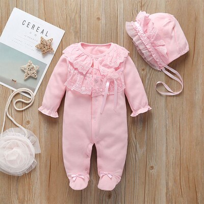 Newborn Baby Girl Clothes Fall Cotton Lace Princess Style Ba