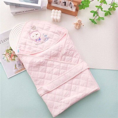 Embroidery Baby Blanket Infant Cotton Square Envelop Swaddle