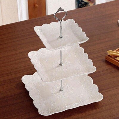 high quality1 sets 3 tier cake plate stand handle crown fitt