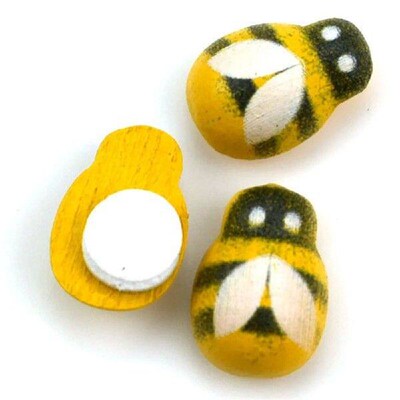 100PCS Bees Ladybugs Wooden Buttons Self-adhesive Stickers