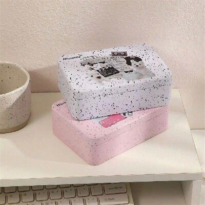 DIY Metal Tinplate Jar Cartoon Rectangular Cosmetic