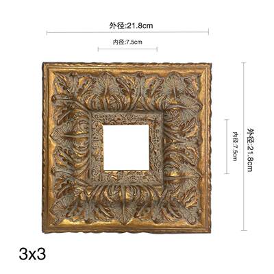 欧式古相典50066-3-宽边金色印花小复古框画框正方形寸轻奢装裱油