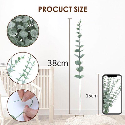 10pcs Artificial Plants Eucalyptus Leaves Green Leaf Branche