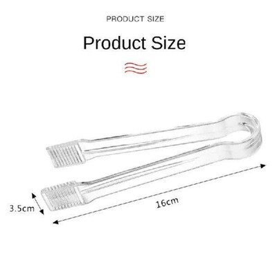 1Pcs Transparent Acrylic Ice Tongs Serving Tongs Food Clip