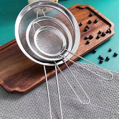 3pcs Fine Mesh Strainer, Stainless Steel Sieve Sifter With