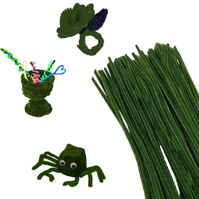 100PCS DIY Green Pipe Cleaners for Craft Long Crafting Pipe
