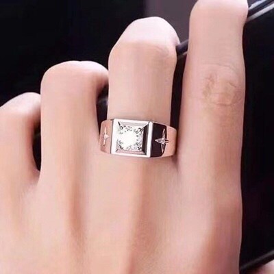 New Moissanite Ring Mens 18K Platinum 1 karat Diamond Ring