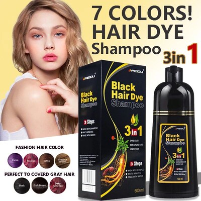 100ml/500ml Hair Dye Shampoo 3in1 Darkening Hairs Instant Gr