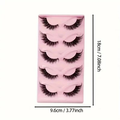 Hot Selling Makeup 5 Pairs Cat Eye Lashes Faux Eyelashes  Ey