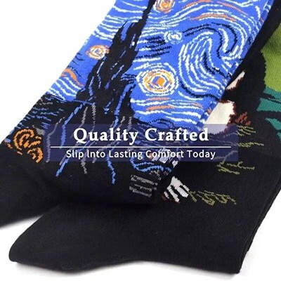 1 Pars Men Retro bstract Ol Pantng rt Socks Shout Modern Van