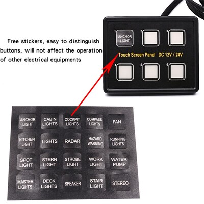 Car Touch Switch 12-24V 6 Groups of Panel Touch Circuit Cont