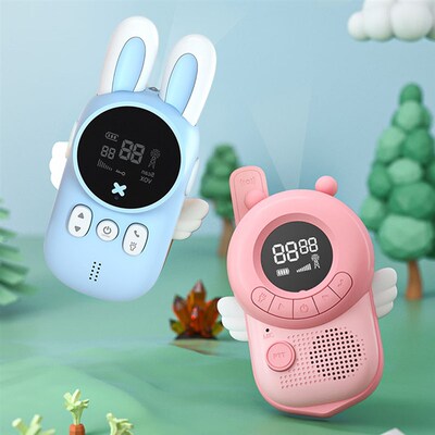 2PCS Kids Walkie talkie 3KM Range UHF Radio Lanyard Interpho