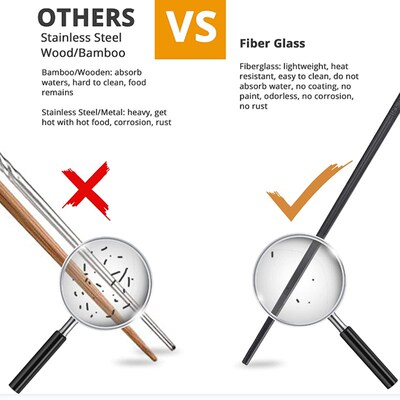 Chopsticks Reusable Glass Fiber Food Sticks Japanese Chinese