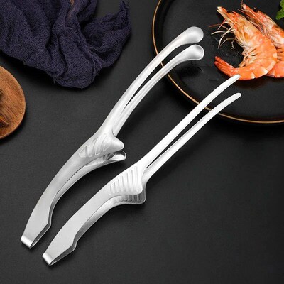 1/3 Pack Korean Stainless Steel Pointed Barbecue Meat Tongs