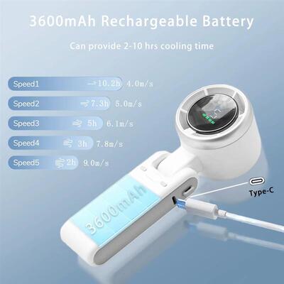 Portable Turbo Fan Hanging Neck Fan USB Rechargeable Handhel