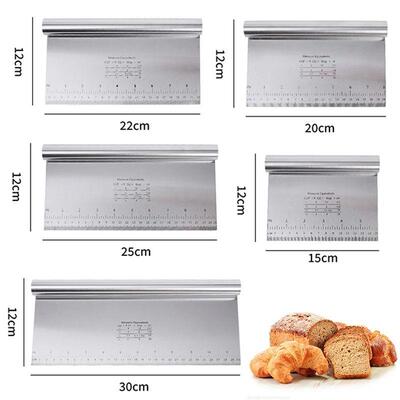 Stainless Steel Cake Scraper & Dough Cutter with Measuring S