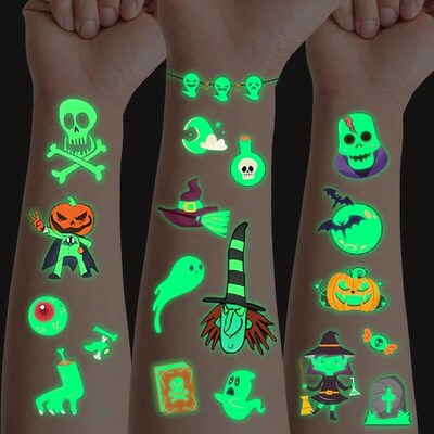 10Sheet Halloween Luminou Tattoo er Ghot Pumpkin Kid Adult H