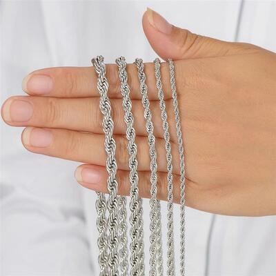 2.3mm3mm4mm5mm6mm Stainless Steel Twisted Rope Chain Silver
