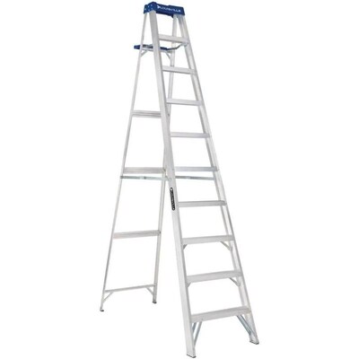 10-Foot Aluminium Step Ladder with Tool Tray, 250-Pound Load
