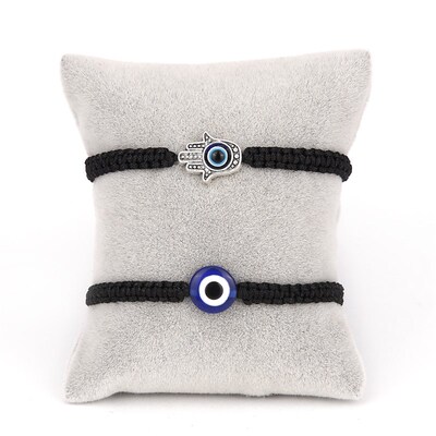 2PCS Blue Evil Eye Couple Bracelet Sets for Woman Men Charm