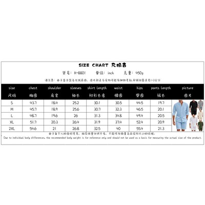 Cotton Linen Long Sleeve Shirt + Shorts Summer Men Two-Piece