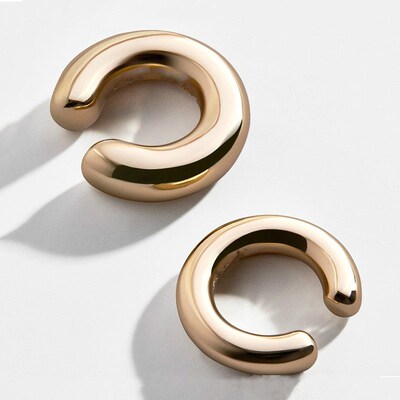 Unique Fake Piercing Metal Ear Clips Asymmetry Round Cartila