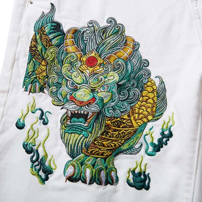 Summer new mens fashion slim Pixiu heavy industry embroider