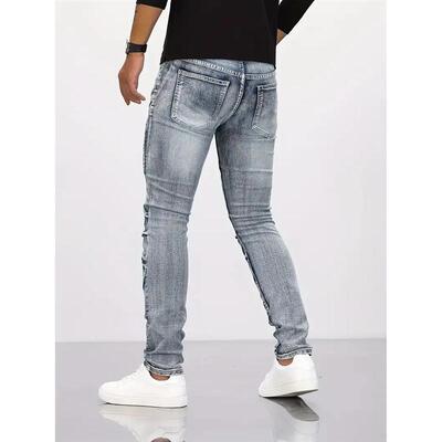 Two tone disressed patchwork jeans for men rendy jeans for s