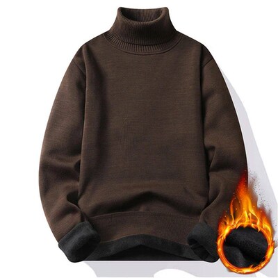 Autumn Winter Mens Turtleneck Sweater Mens Knitting Pullov