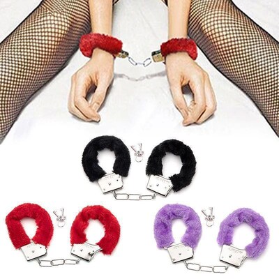 Plush Handcuffs With Key Wrist Brace Anklet Bracelet Adult
