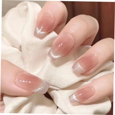 24pcs/box Fake Nails Press on Short Reusable with Designs Se