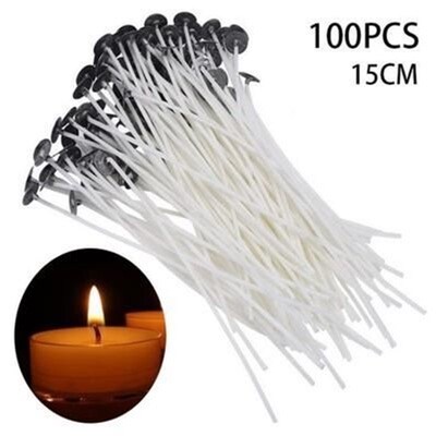 100Pcs/Set Low-Smoke Candle Wicks Cotton Core Waxed Wick 8/1