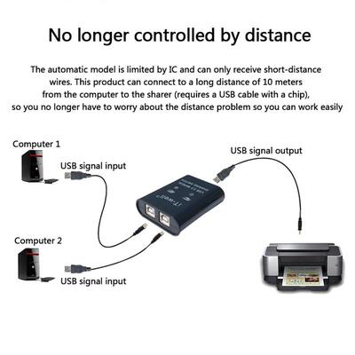 IT-Well USB Printer Sharing Device, 2 in 1 Out Printer Shari