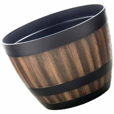 Bowl Planter Plastic Barrel Imitation Wood Flower Pot