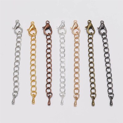 10pcs/lot 50 70mm Tone Extended Extension Tail Chain Lobster
