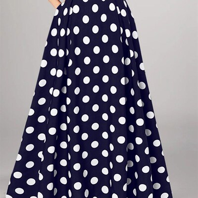 2023 Celmia Women Maxi Skirts Bohemian Polka Dot Long Skirt