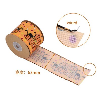 5 Yards 63mm New Imitation Linen Halloween Ribbon Ghost