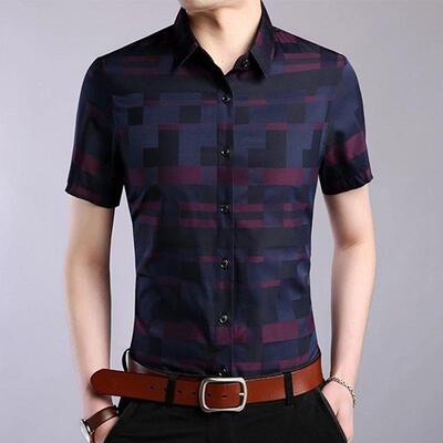 Mens Casual Business Short Sleeve Shirt Formal Office Men T