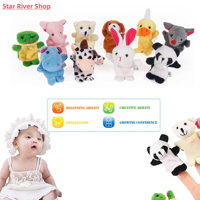 10pcs/set Cartoon Animal Finger Puppet Baby Plush Toys for C