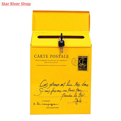 mailbox outdoor Iron Lock Letter Box Vintage Wall Mount Mail