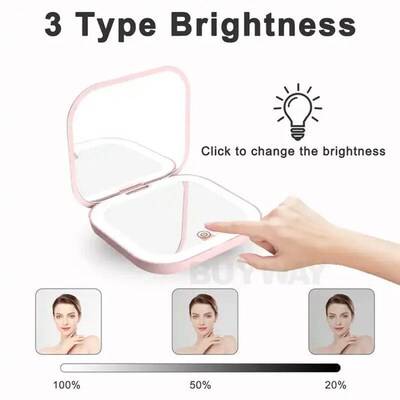Compact Mini Gift Vanity Folding Cosmetic Mirror with Lights