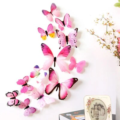 12Pcs Butterflies Wall ers New Year Gift Home Decorations 3D